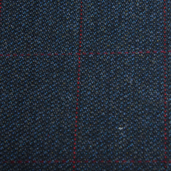 Blue barley and red window check tweed - Henry Poole Savile Row