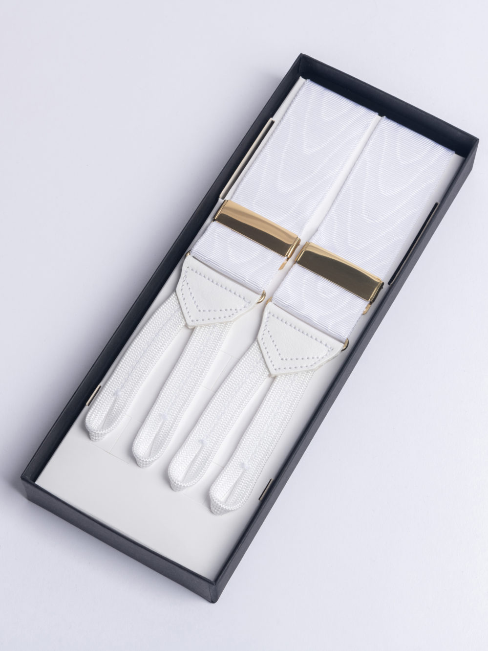 White moire dress braces - Henry Poole Savile Row