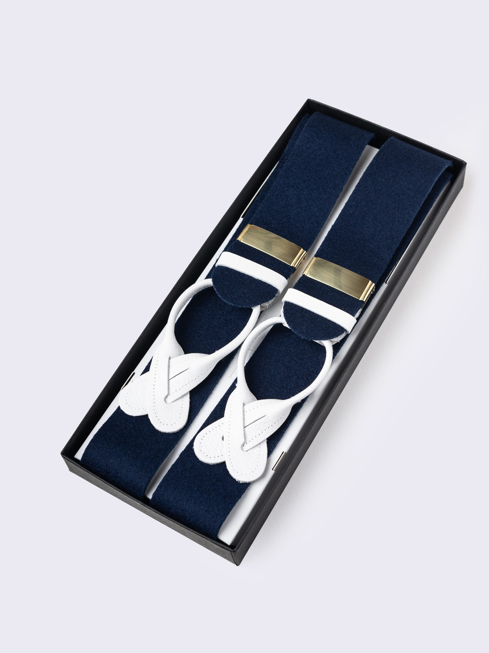 Navy Boxcloth Braces - Henry Poole Savile Row