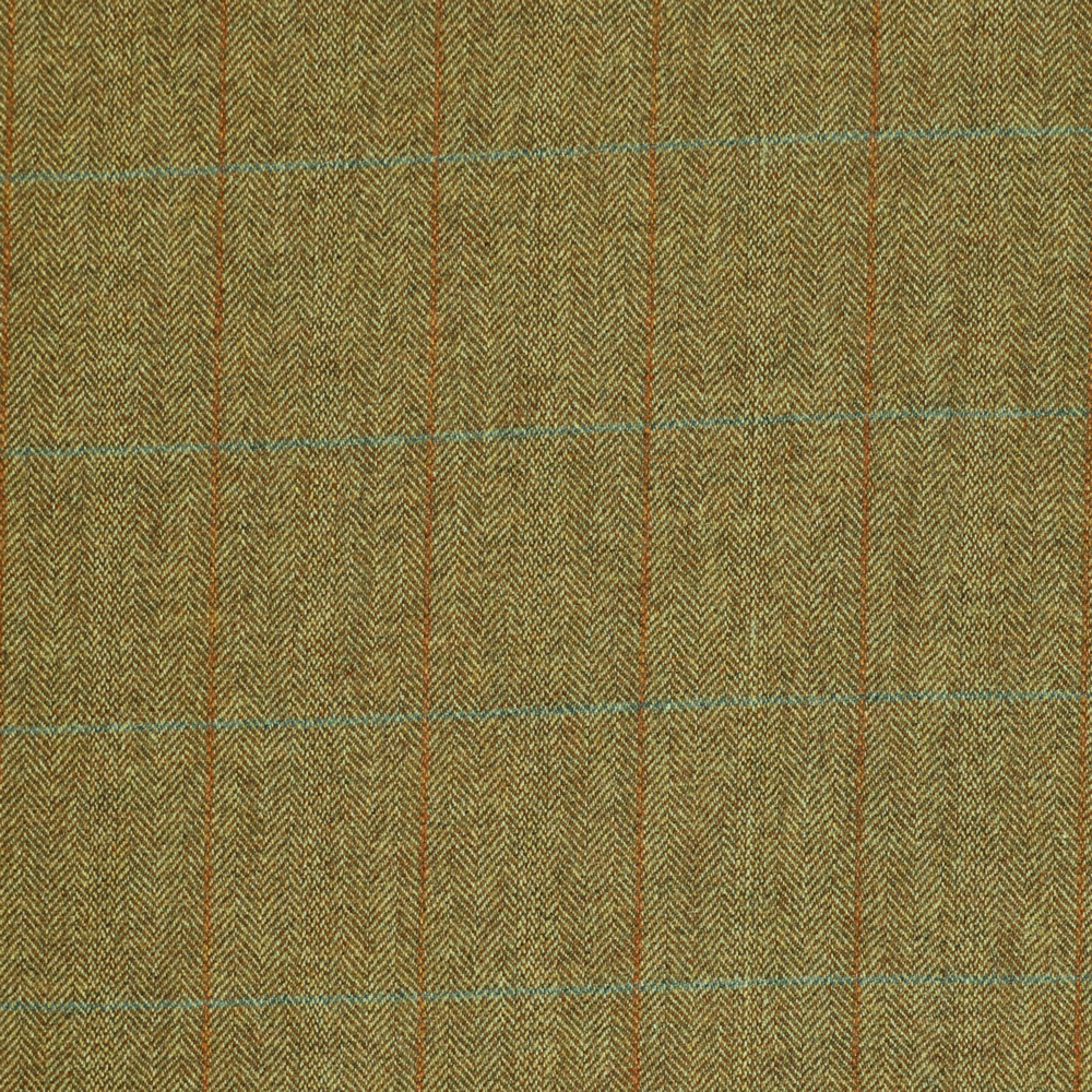 Golden brown herringbone/barleycorn weave with Tuscan blue and ochre ...
