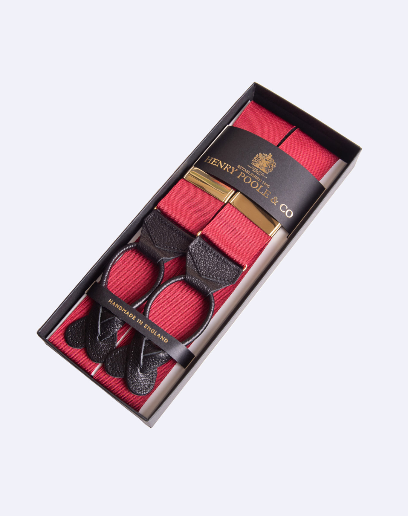 Red barathea braces - Henry Poole Savile Row